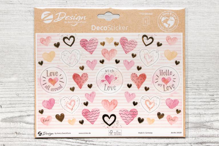 Stickers décoratifs en forme de cœur avec gaufrage doré